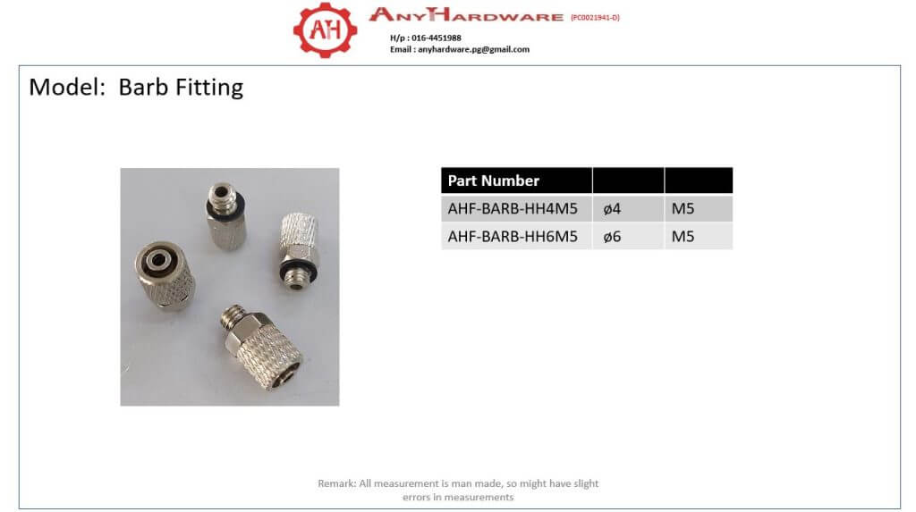 Barb Fitting – Any Hardware