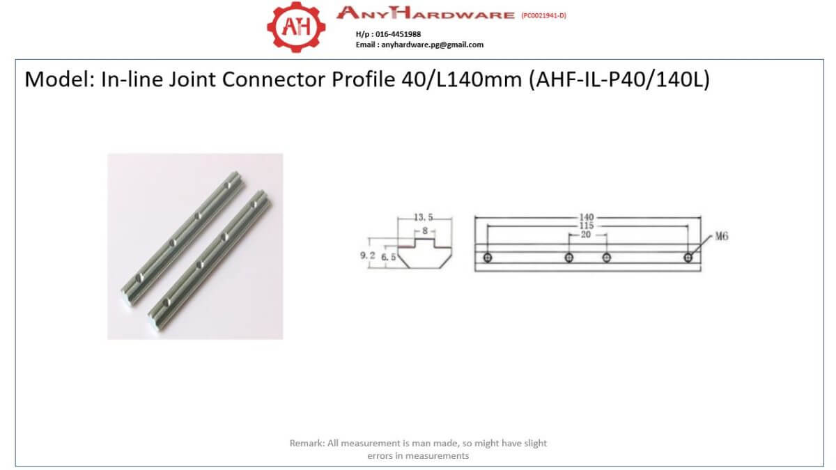 In-line Joint Connector Profile – Any Hardware
